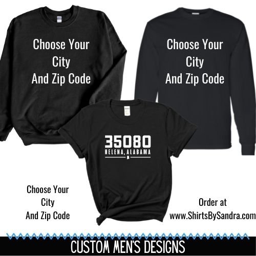 Men's Custom Zip Code Shirts – Shirts By Sandra
