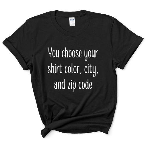 Custom Zip Code Shirt with Big State Design - Short Sleeve – Shirts By ...